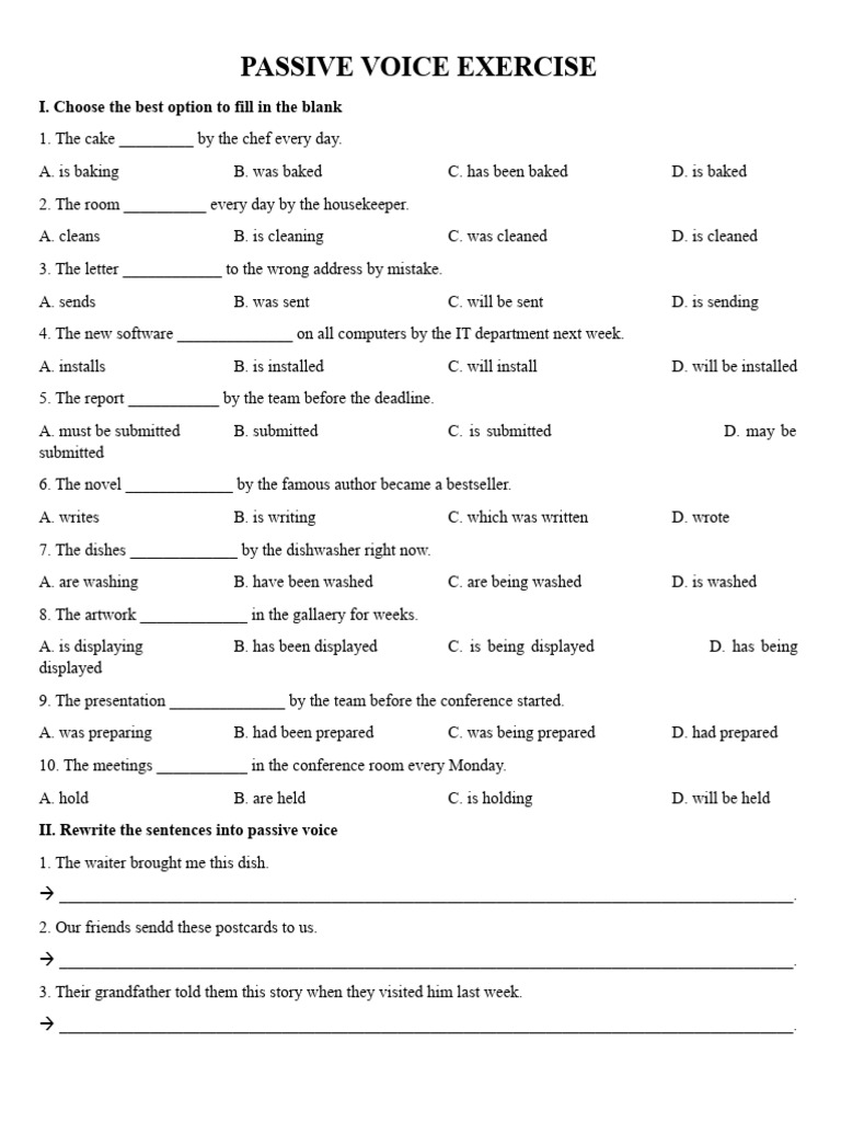 Passive Voice Exercise | PDF