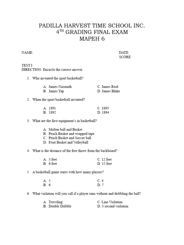 Final 4th Grading Examination Grade 6 | PDF