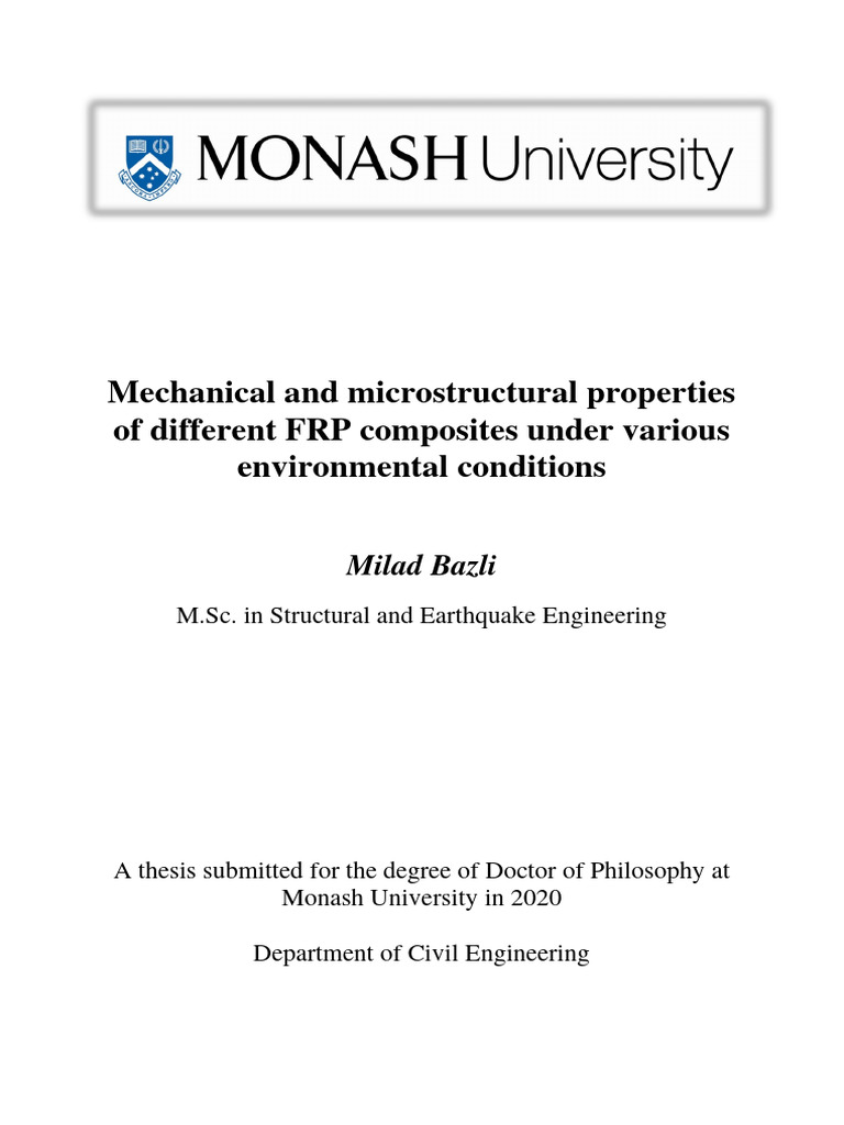 PHD Thesis - Milad Bazli - 2020 | PDF | Fibre Reinforced Plastic | Composite Material