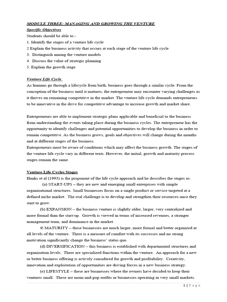 Managing Venture Growth Stages | PDF | Valuation (Finance ...