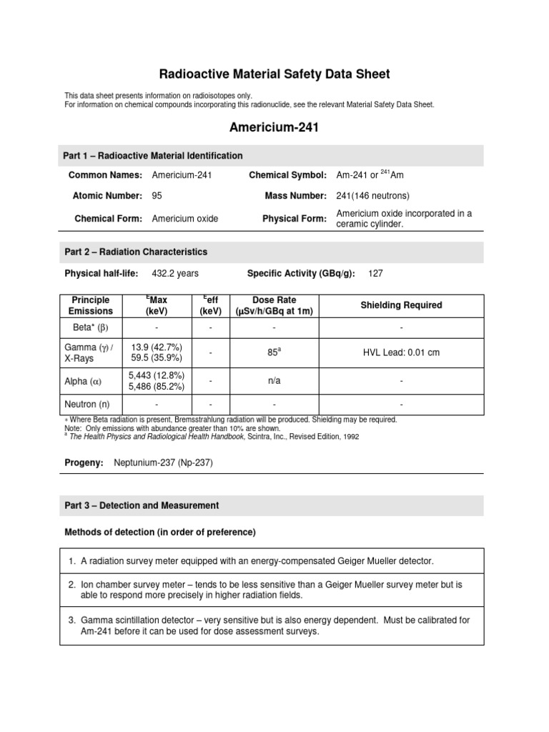 Americium 241 | PDF | Radioactive Decay | Nuclear Physics