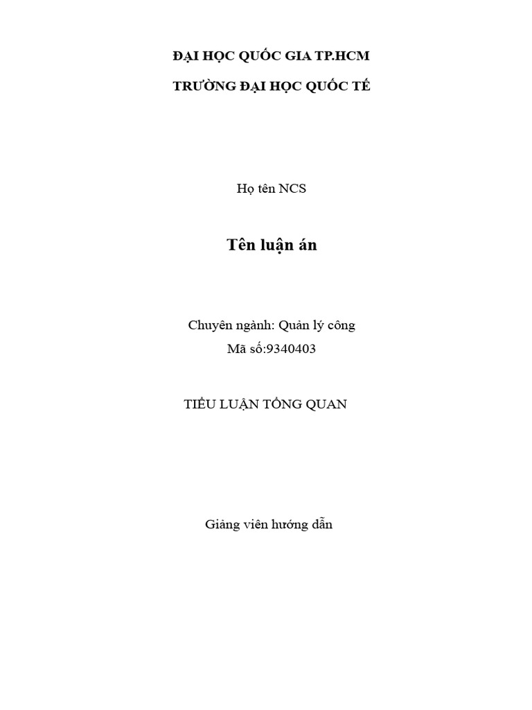 Template Đề Cương Tiến Sĩ QLC | PDF