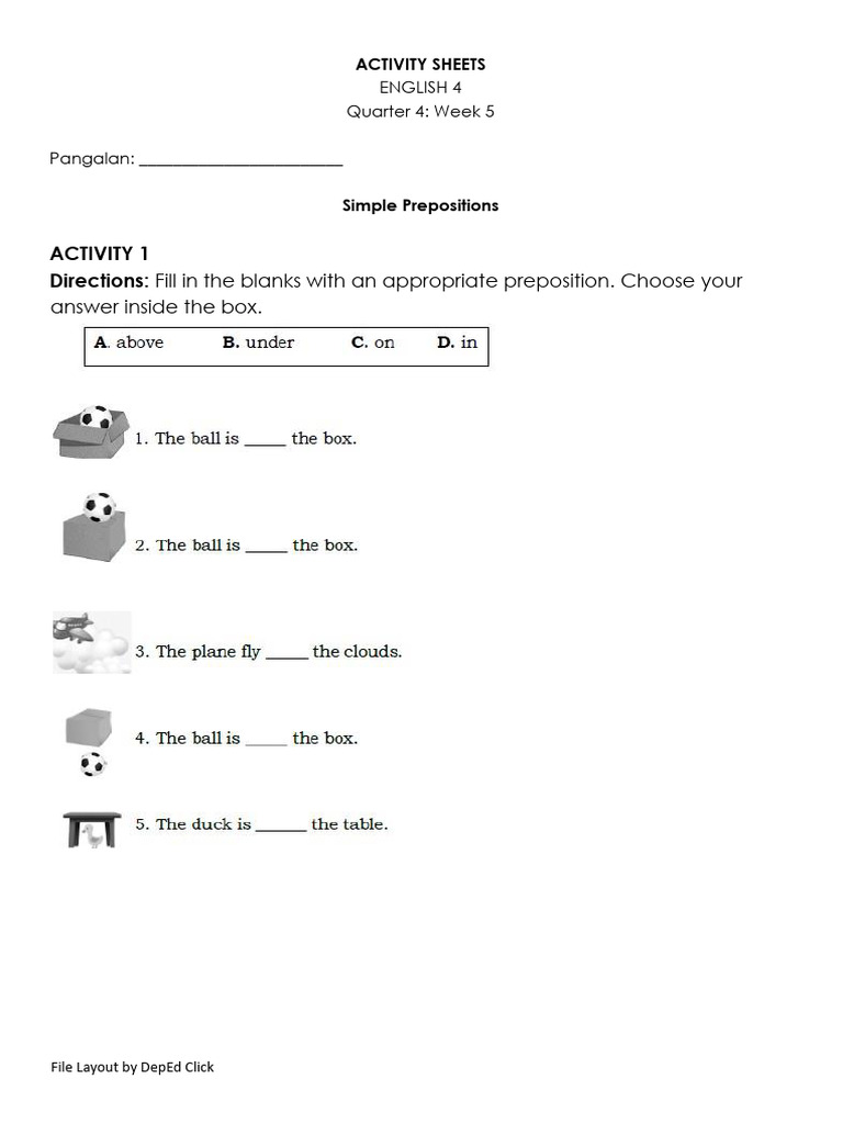 ENGLISH 4 Activity Sheet Q4 W5 2 | PDF