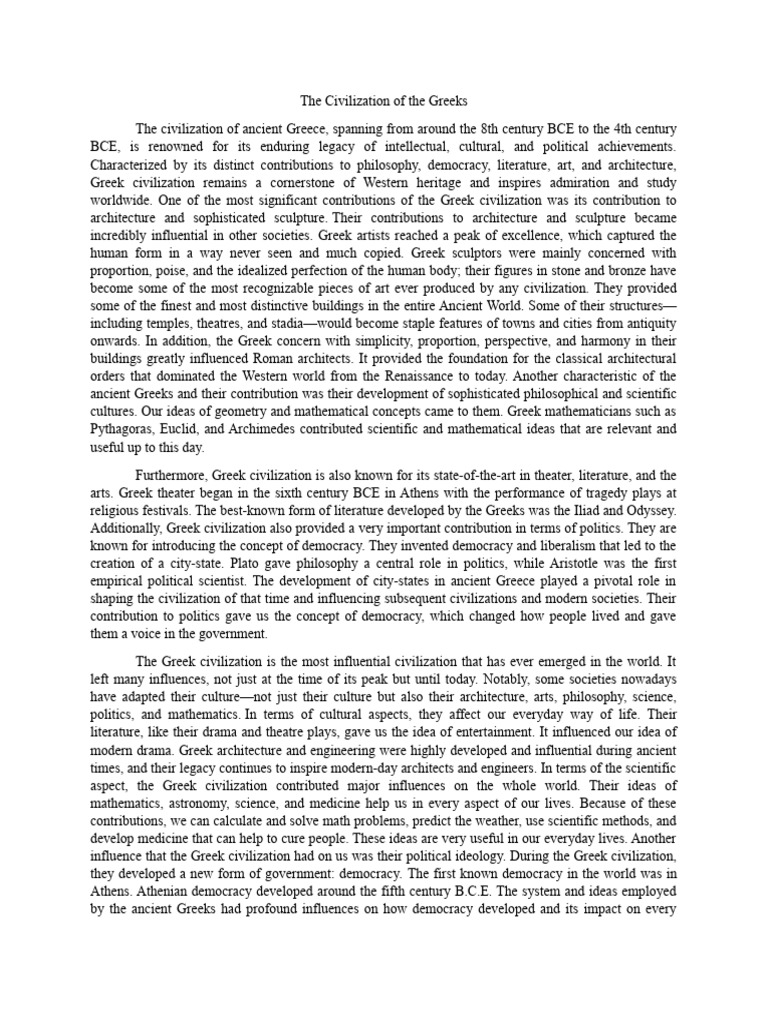 The Civilization of The Greeks | PDF | Peloponnesian War | Ancient Greece