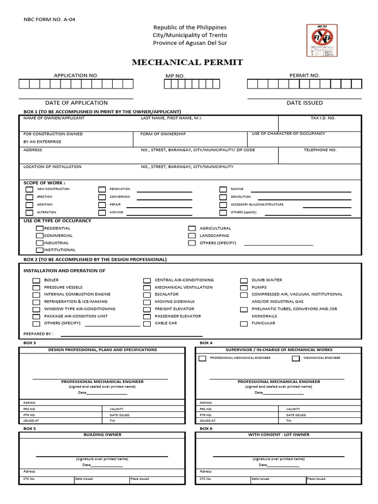 Mechanical Permit Application Form | PDF | Elevator