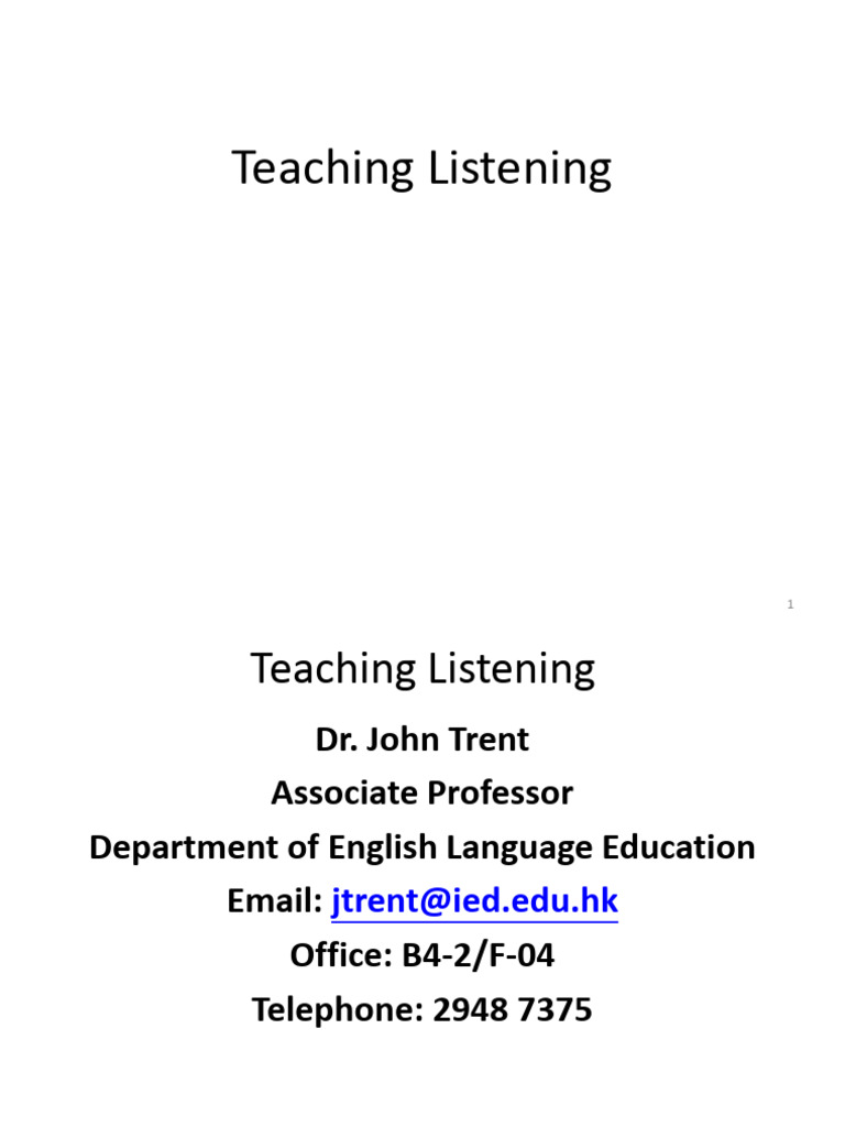 Effective Strategies for Teaching Listening | PDF | Vocabulary | Learning