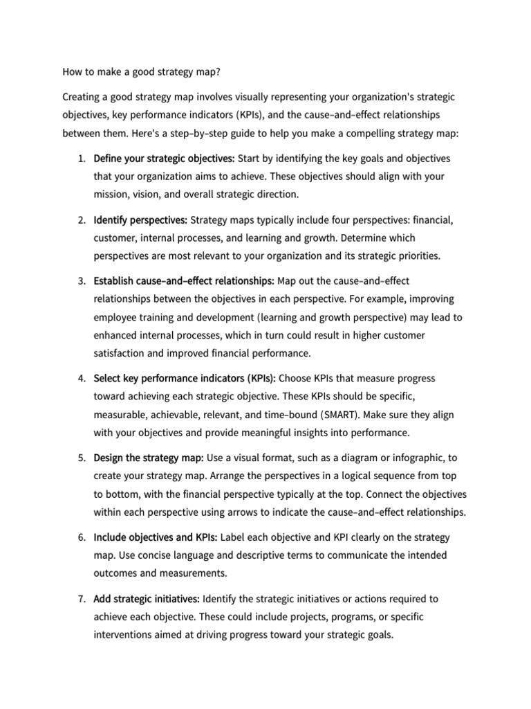 Creating an Effective Strategy Map | PDF | Goal | Performance Indicator