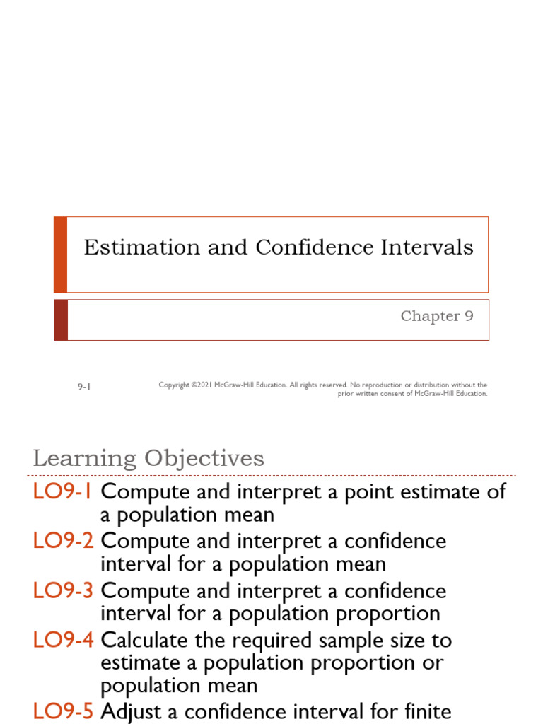 Statek Ch9 | PDF | Sample Size Determination | Confidence Interval