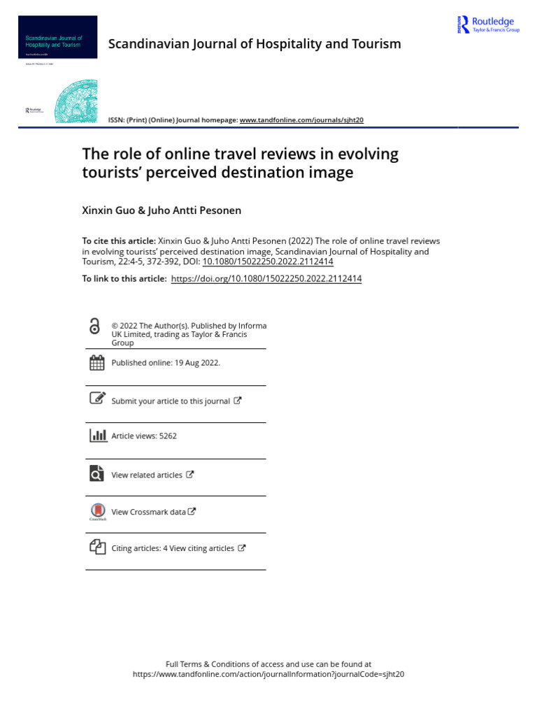 The Role of Online Travel Reviews in Evolving Tourists Perceived ...