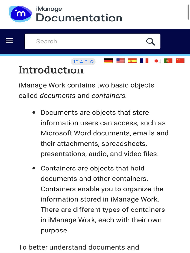 Containers and Documents - Imanage Control Center | PDF