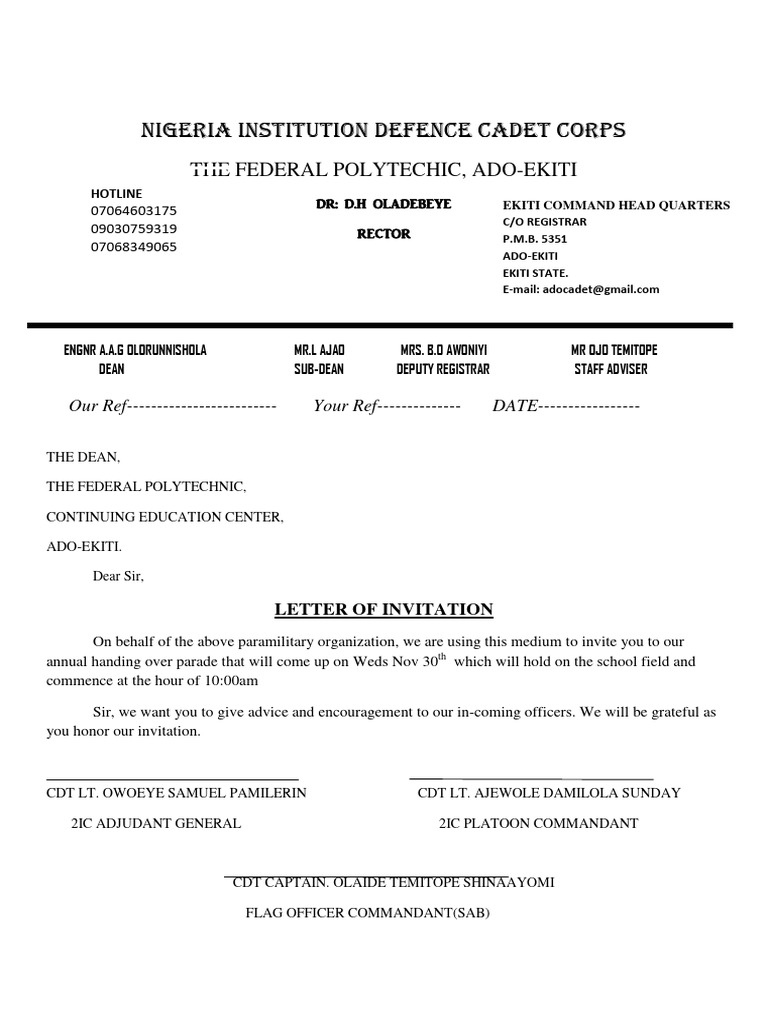 CDT Letter of Invitation PDF | PDF | Military | Military Organization