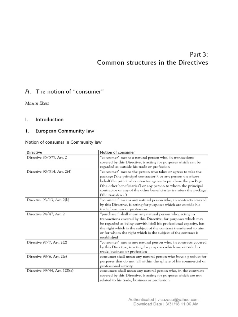 EC Consumer Law Compendium) Part 3 Common Structures in The Directives ...