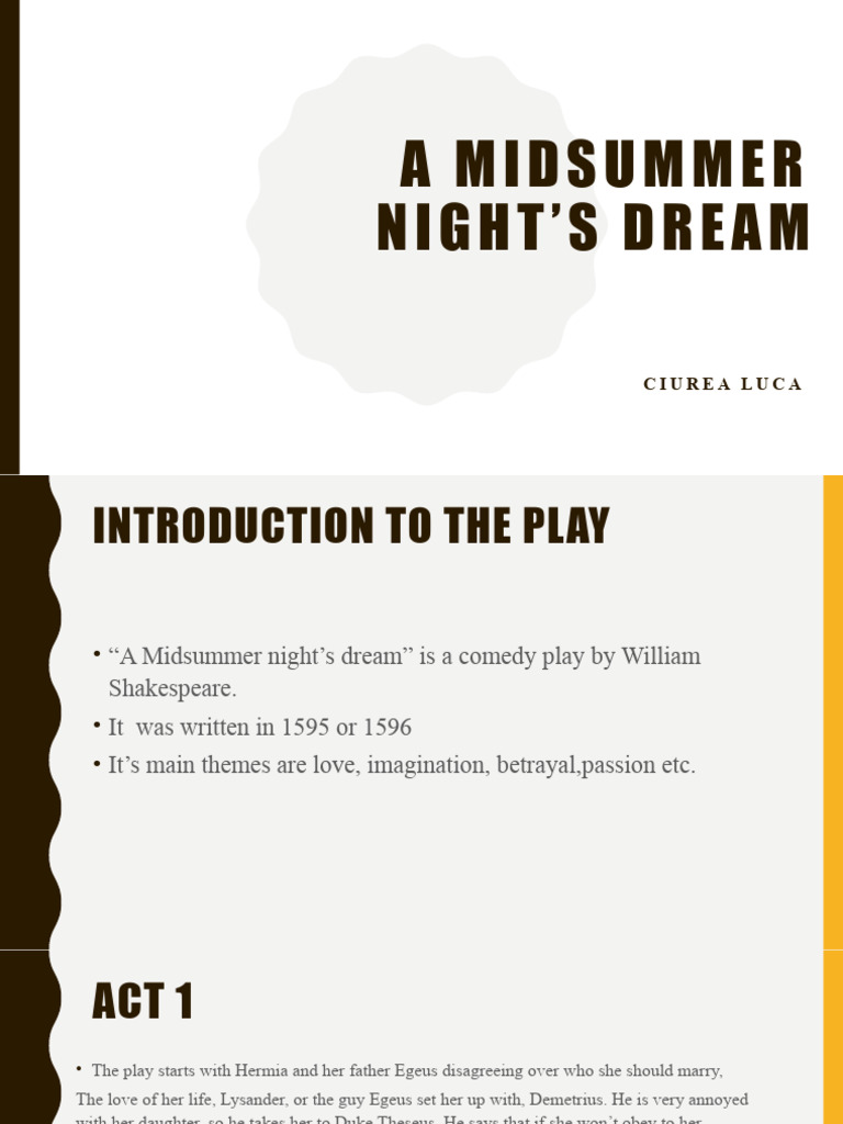 A Midsummer Night's Dream Summary | PDF | A Midsummer Night's Dream ...