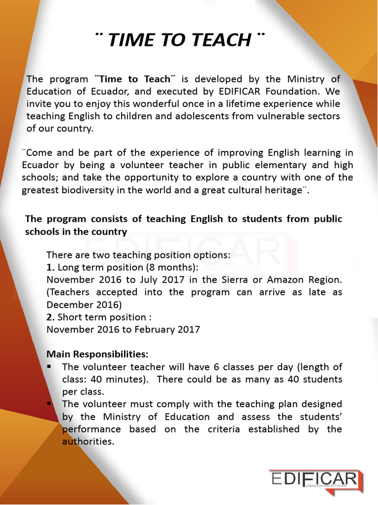 TIME TO TEACH - G. Information | PDF | Teachers