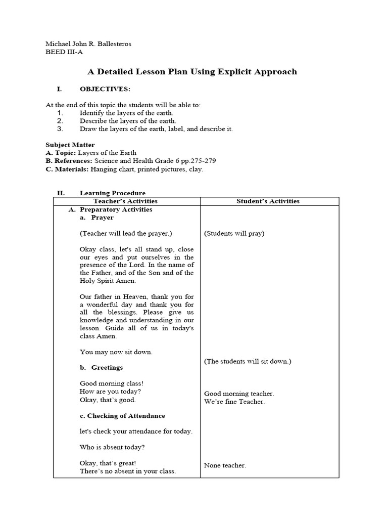 ELE02 Lesson Plan 1 1 2 | Download Free PDF | Planetary Core | Earth