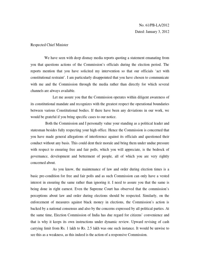Election Commission Response to CM Punjab | PDF | Government | Governance
