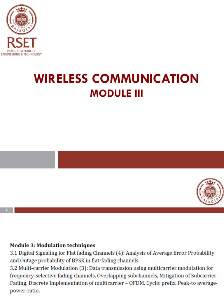 ECT402 WirelessCommunication Module3 Part1 | PDF | Modulation | Orthogonal Frequency Division ...