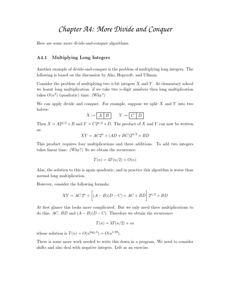 B-Large Integers and Strassen's Multiplication | PDF | Matrix (Mathematics) | Multiplication