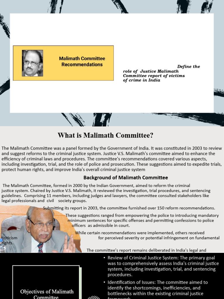 Define The Role of Justice Malimath Committee Report of Victims of ...