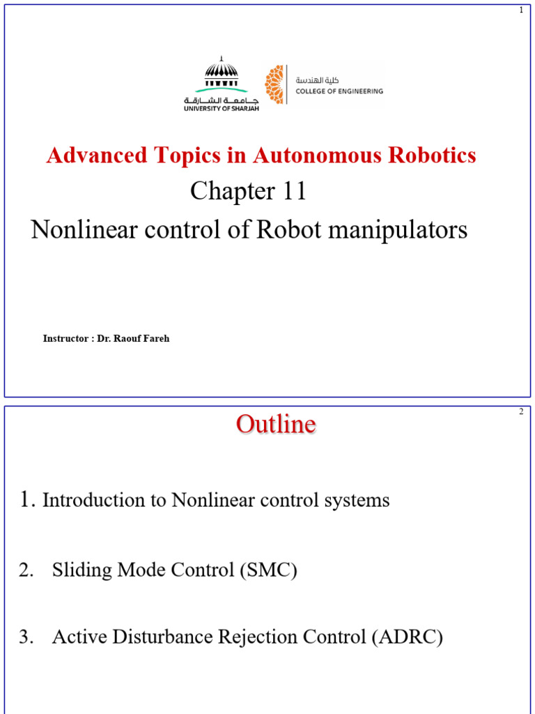 Chapter 11 - Nonlinear Control of Manipulators | PDF | Control Theory | Applied Mathematics