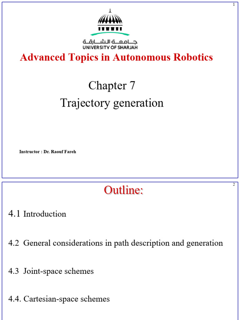 Chapter 7 - Trajectory Generation | PDF | Kinematics | Function ...