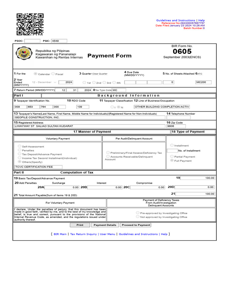 EFPS Home EFiling and Payment System Geopile TCVP | PDF | Taxes | Payments