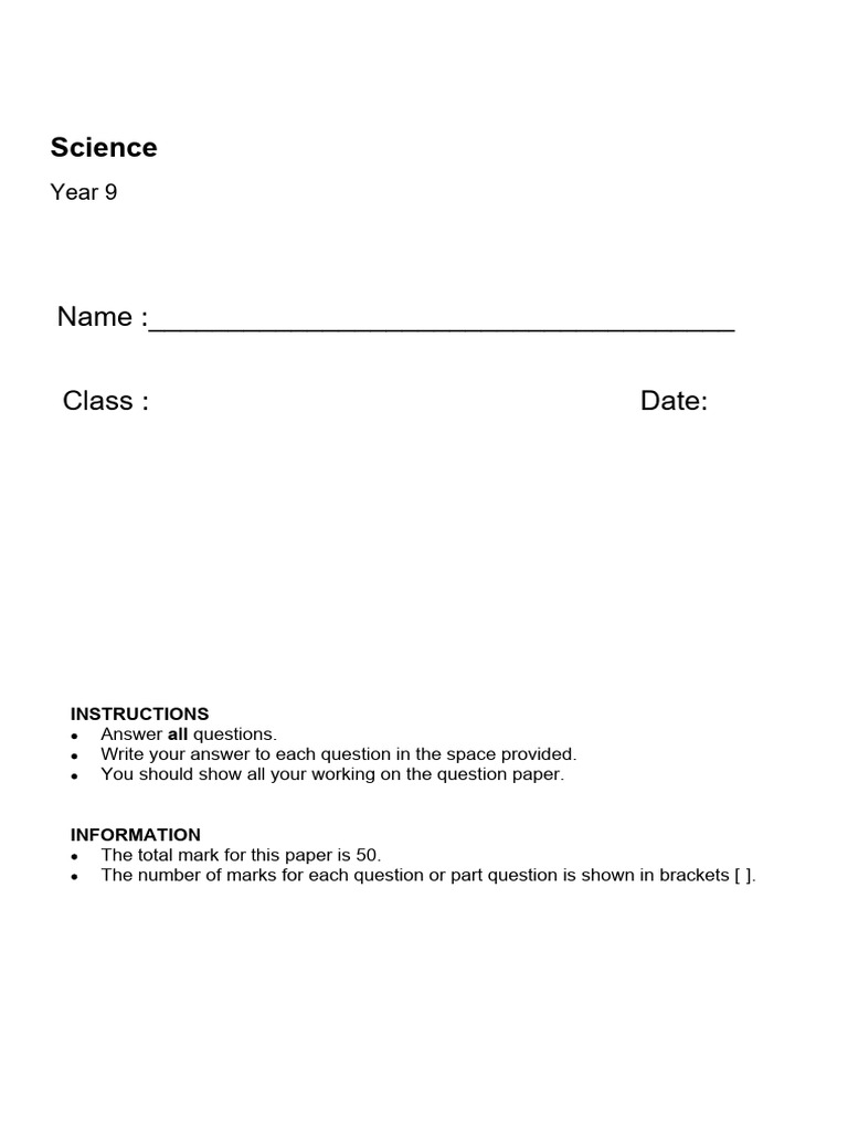 Y9 Science Pratise | PDF | Actinide | Methane