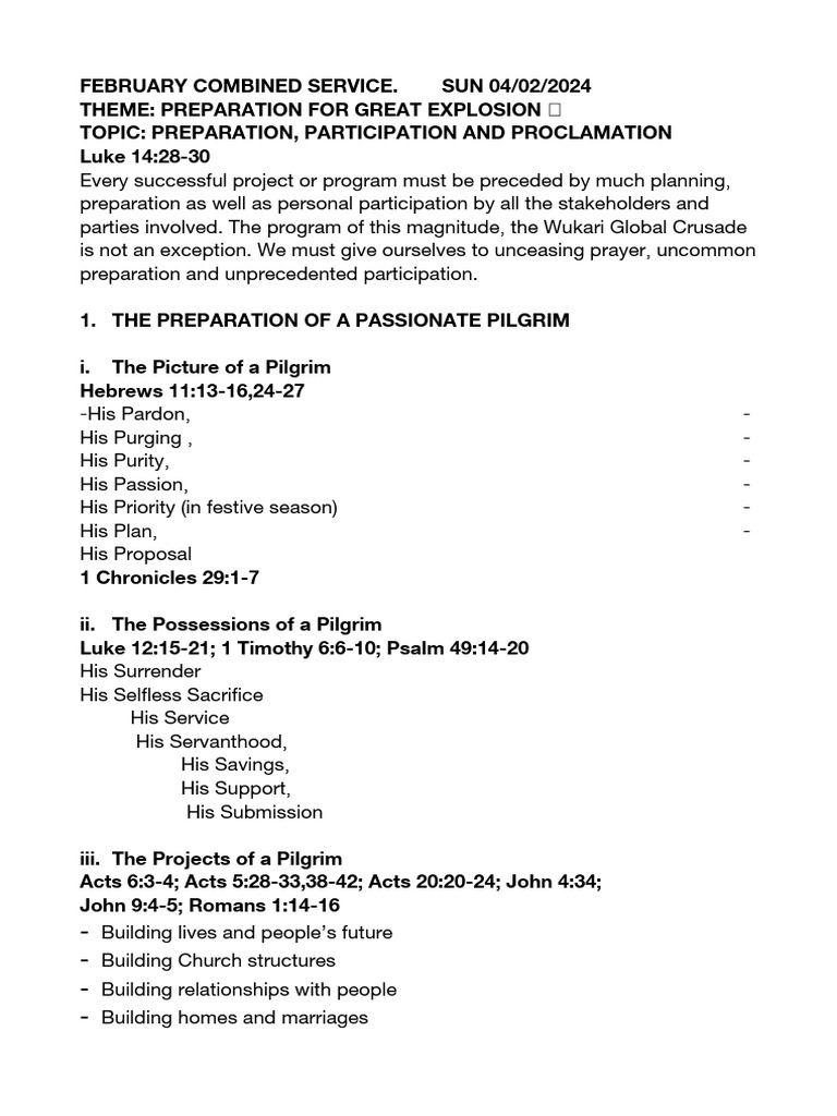 Wukari Crusade: Preparation & Participation | PDF | Prayer | Religious ...