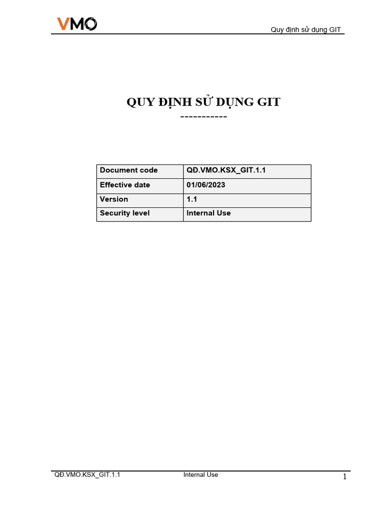 01-Qd - Vmo.sx - Program - Quy Dinh Su Dung Git - v1.1 | PDF