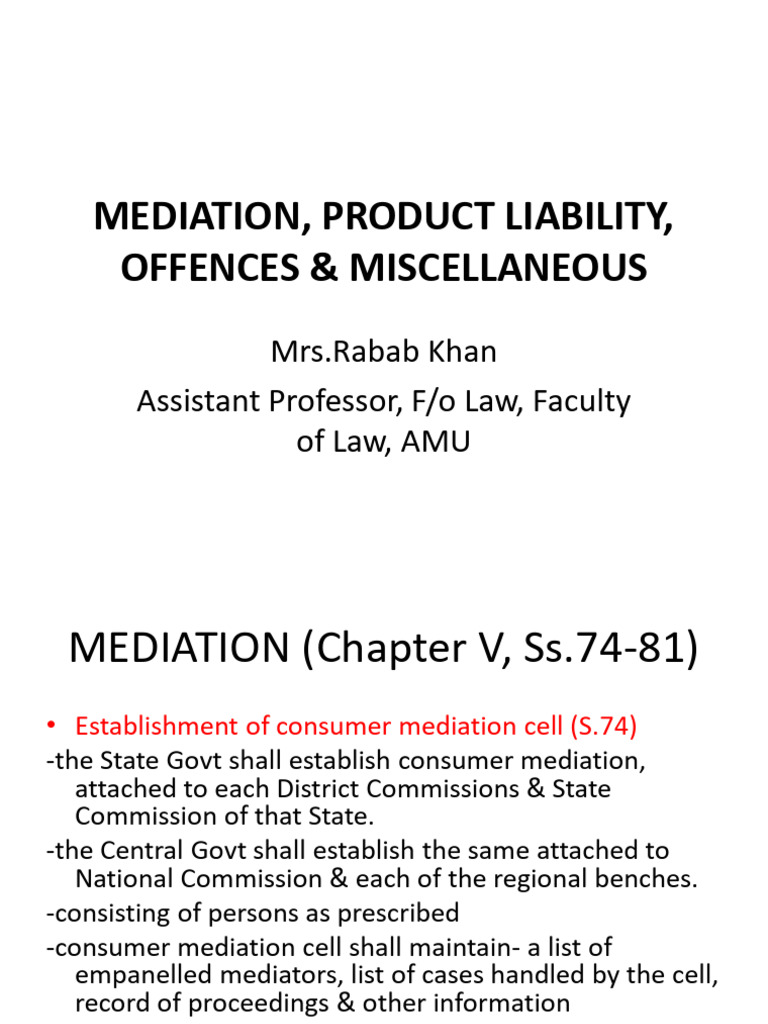 Mediation, Product Liability,: Offences & Miscellaneous | PDF ...