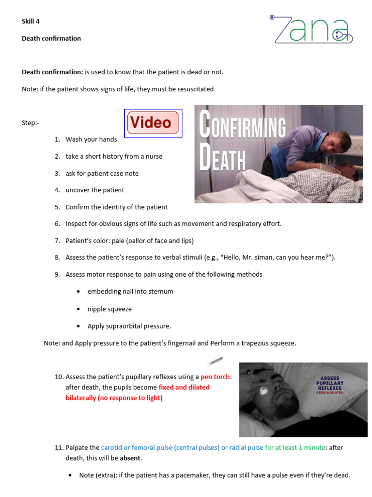 Confirming Patient Death: A Guide | PDF | Pulse | Heart