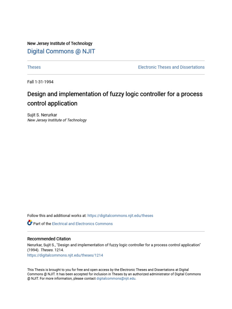 Design And Implementation Of Fuzzy Logic Controller For A Process Pdf Fuzzy Logic Control