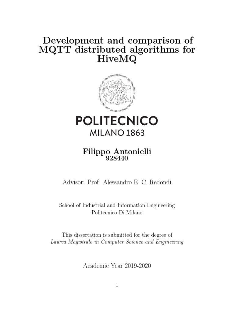 Development and Comparison of MQTT Distributed Algorithms For HiveMQ ... Development and Comparison of MQTT Distributed Algorithms For HiveMQ ...