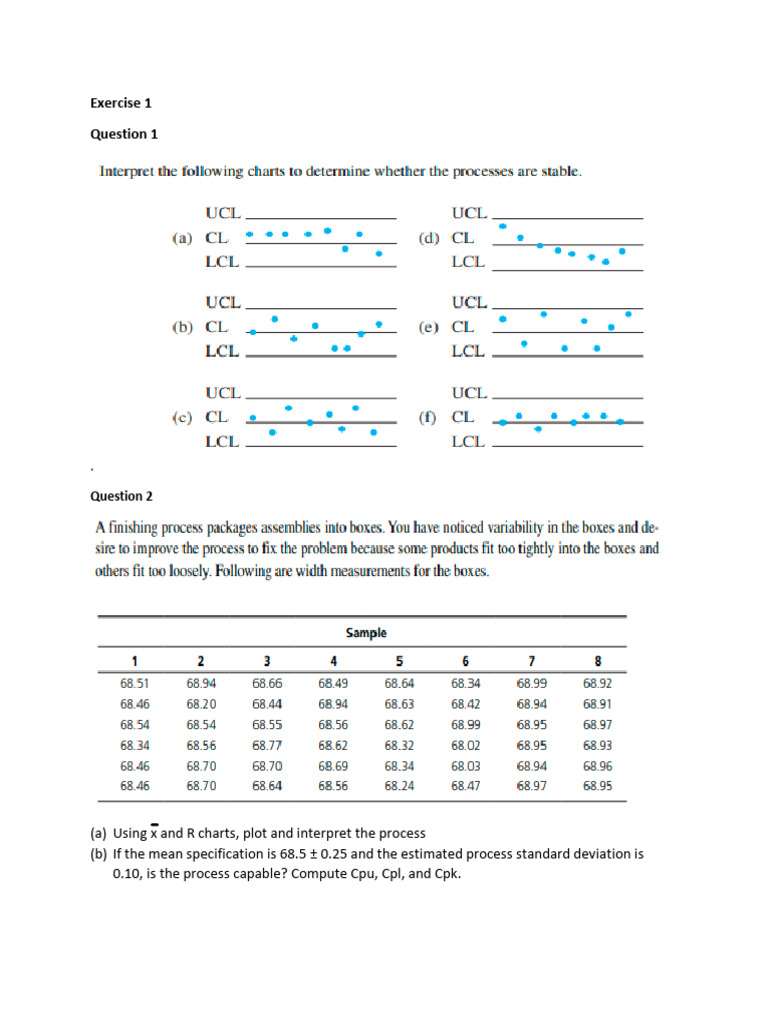 Exercise 1 (Variable Control Charts) Questions | PDF | Teaching Methods & Materials | Computers
