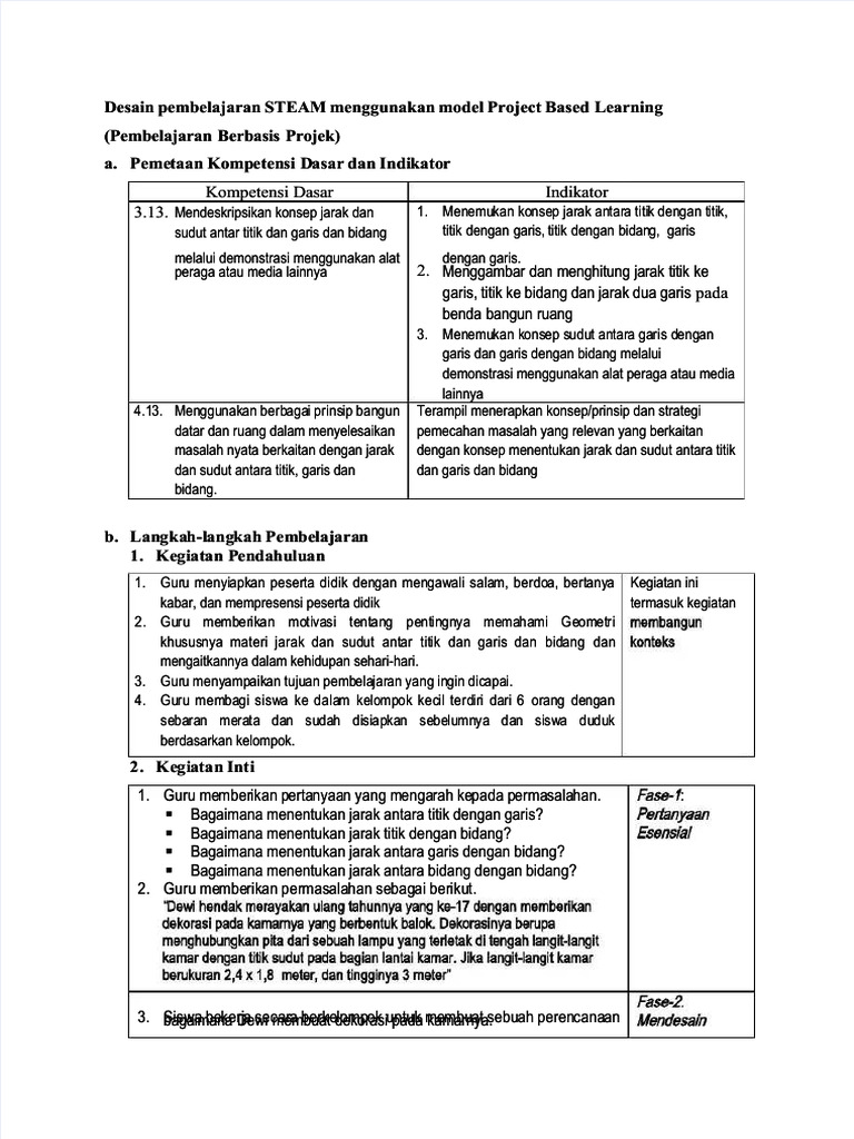 PDF Desain Pembelajaran Steam Menggunakan Model Project Based Learning - Compress | PDF