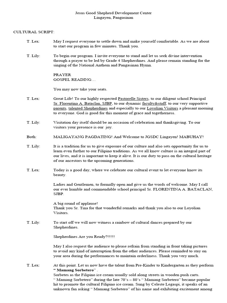 SCRIPT for CULTURAL | PDF