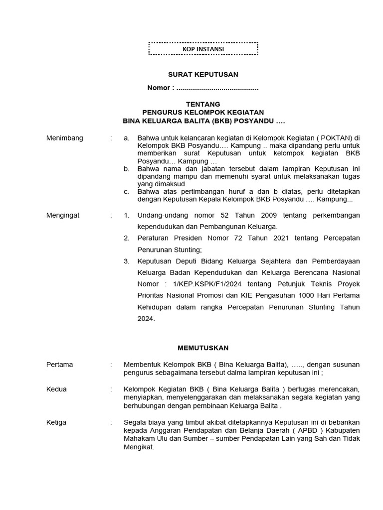 Pembentukan Pengurus BKB Posyandu | PDF | Bisnis | Griya & Taman