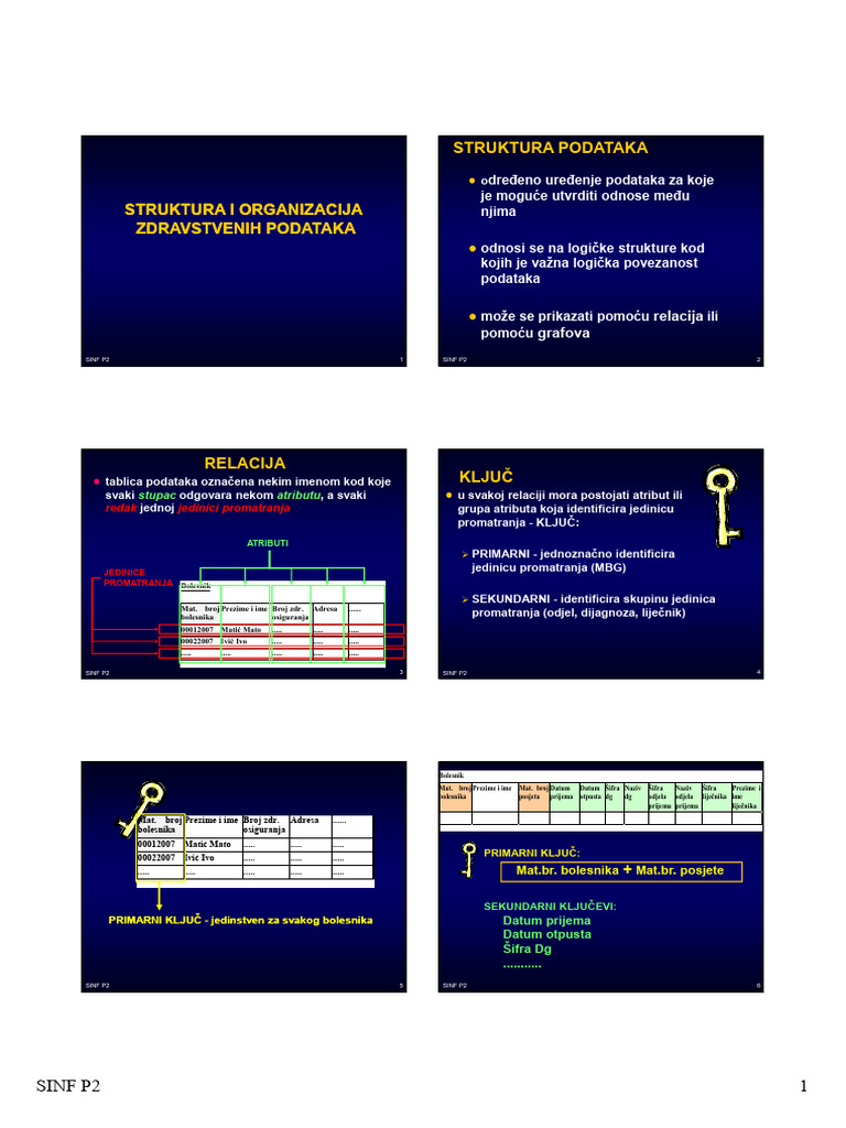 SINF P2-1 (Struktura I Organizacija, Baze I Prirprema Podataka) (Način Kompatibilnosti) | PDF