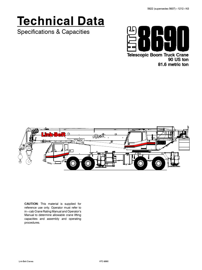 Link-Belt HTC-8690 Crane Specs | PDF | Crane (Machine) | Truck