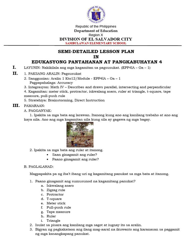 Lesson Plan 3rd Quarter 2nd COT Pagsusukat | PDF