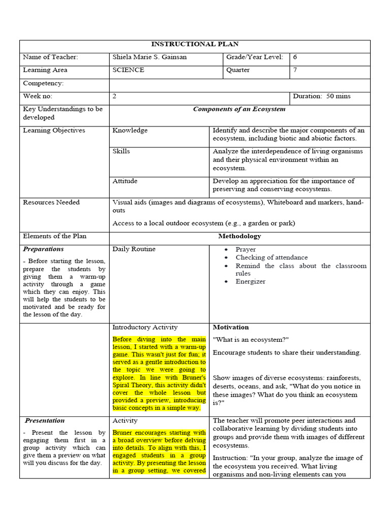 Pre-Final Instructional Plan | PDF | Ecosystem | Knowledge