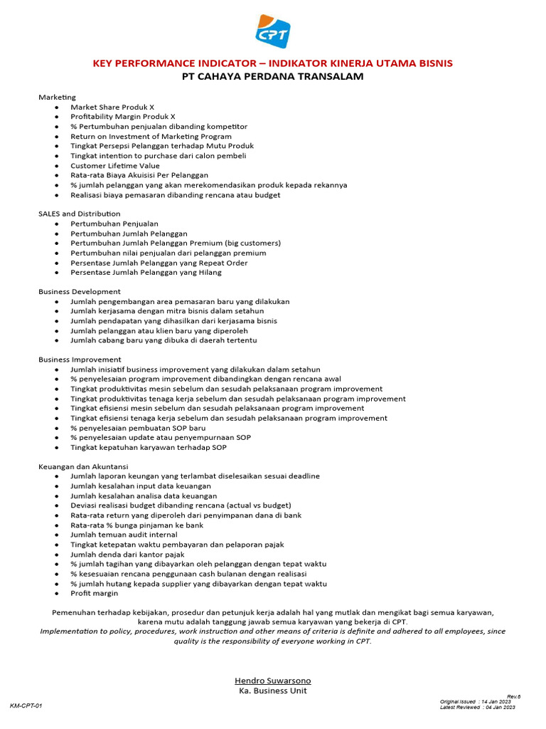 CPT-01 Kpi Iku (2023) | PDF