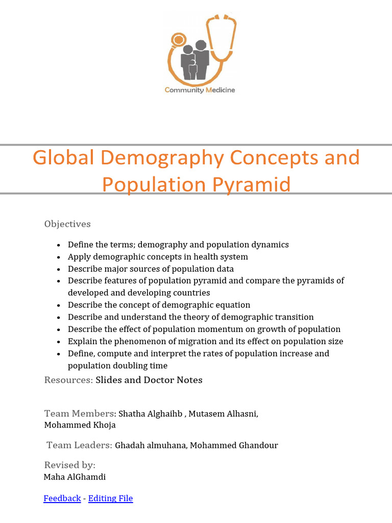 Global Demography Concepts and Population Pyramid (Final Draft) | PDF | Demography | Birth Rate