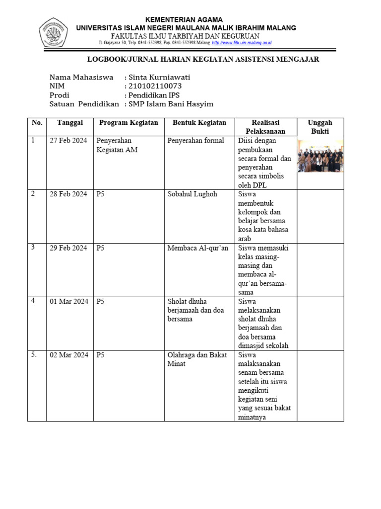 Format Logbook | PDF