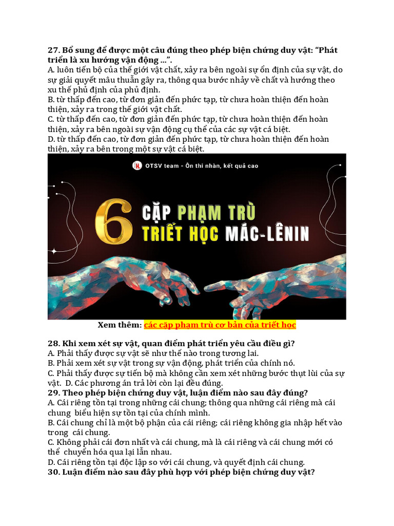 Trac Nghiem Triet Hoc Mac-Lenin P2 | PDF