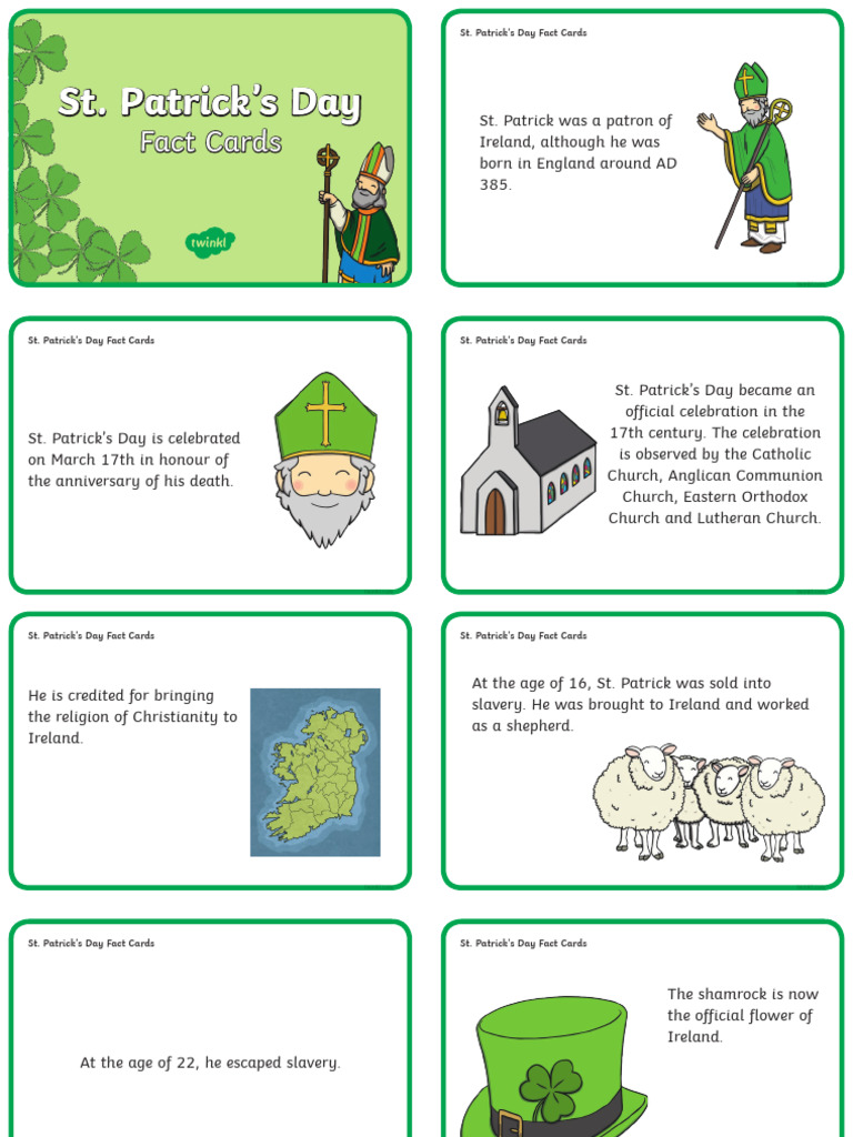 ST Patricks Day Display Fact Cards - Ver - 3 | PDF | Saint Patrick ...