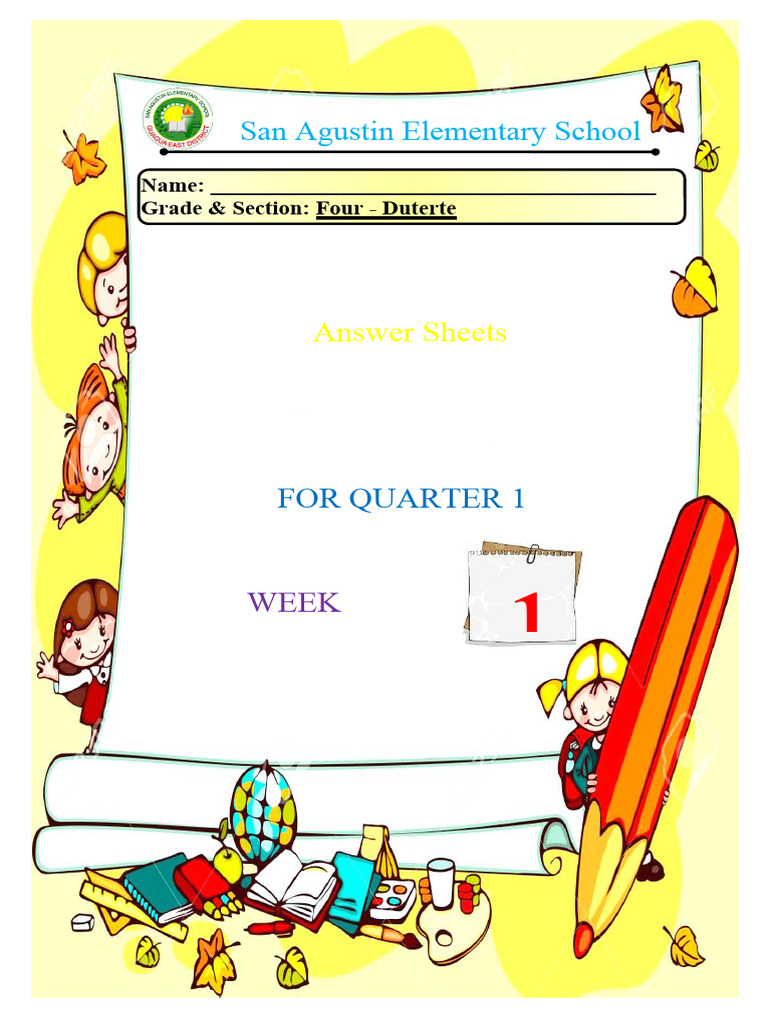 Quarter 1 Answer Sheets for Grade 4 | PDF | Decomposition | Water