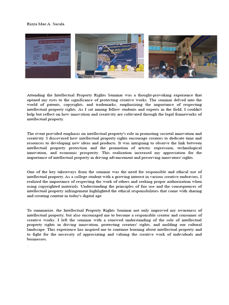 Intellectual Property Seminar Insights | PDF