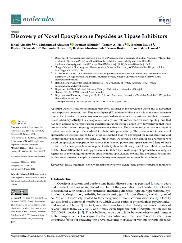 Molecules 27 02261 v2 | PDF | Enzyme Inhibitor | Active Site