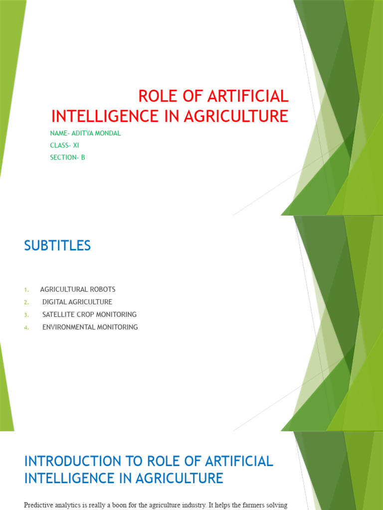 Role of Artificial Intelligence in Agriculture | PDF | Agriculture